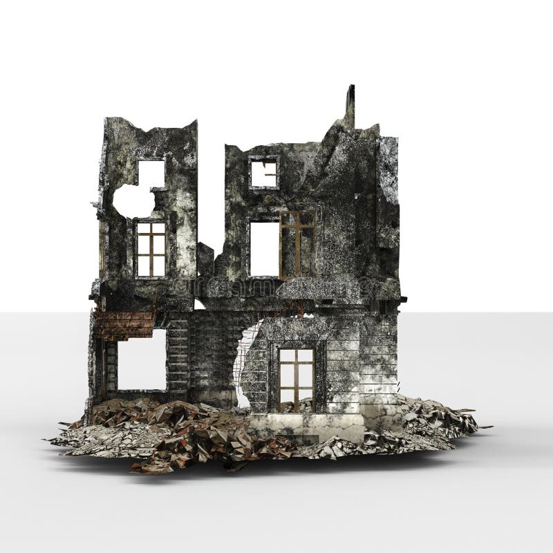 3d Rendering of a Dilapidated Structure Reduced To a Pile of Ruinous ...