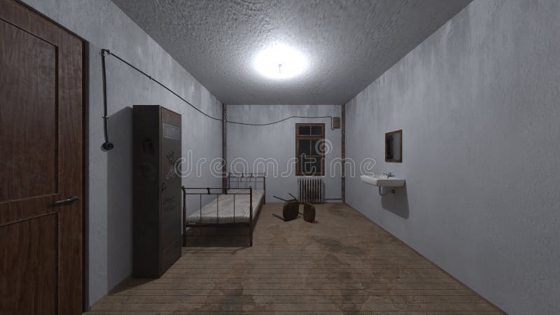 3D Rendering of the Dimly Lit Bedroom Stock Illustration - Illustration ...