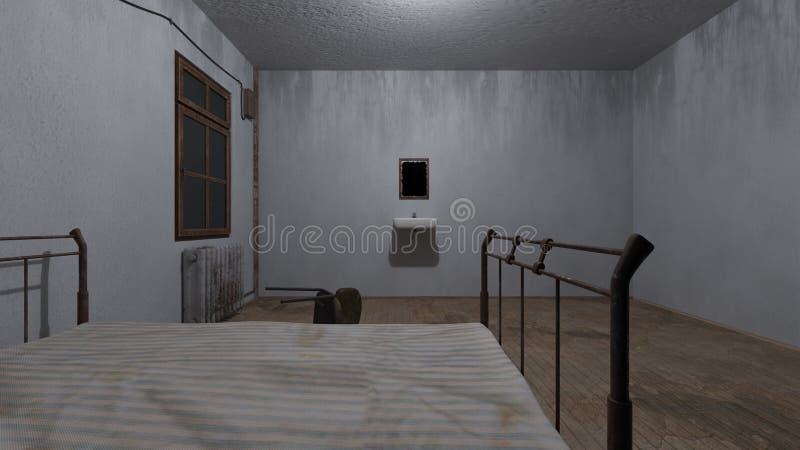 3D Rendering of the Dimly Lit Bedroom Stock Illustration - Illustration ...