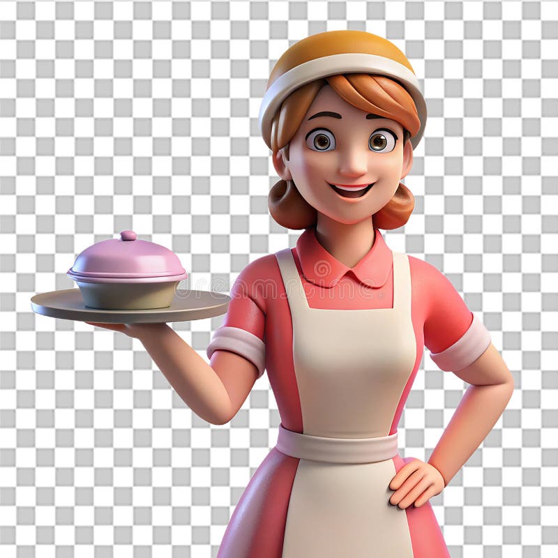 3D Rendering of Diner Waitress Character Stock Illustration ...