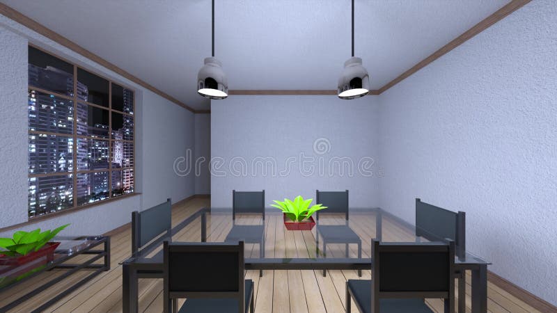 3D Rendering of the Dining Room with Night View Stock Video - Video of ...