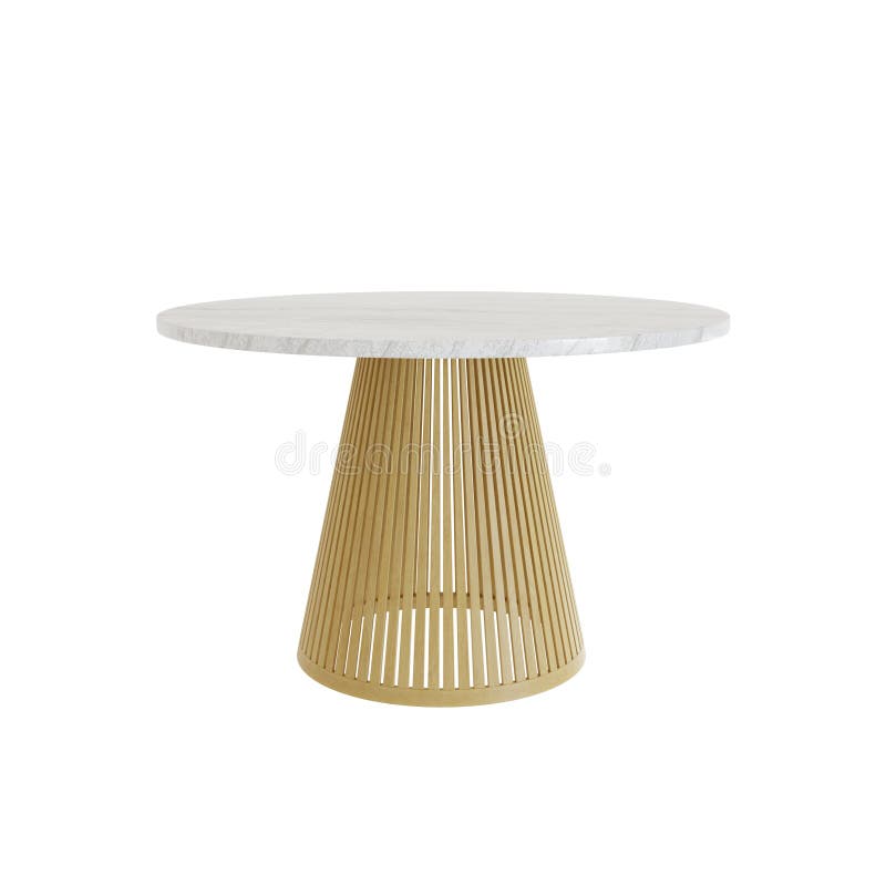 3D Rendering Dining Table White Marble Circle, Single Table on W Stock ...