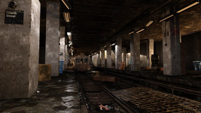 3D-illustration of a Destroyed and Abandoned Subway Station Stock ...