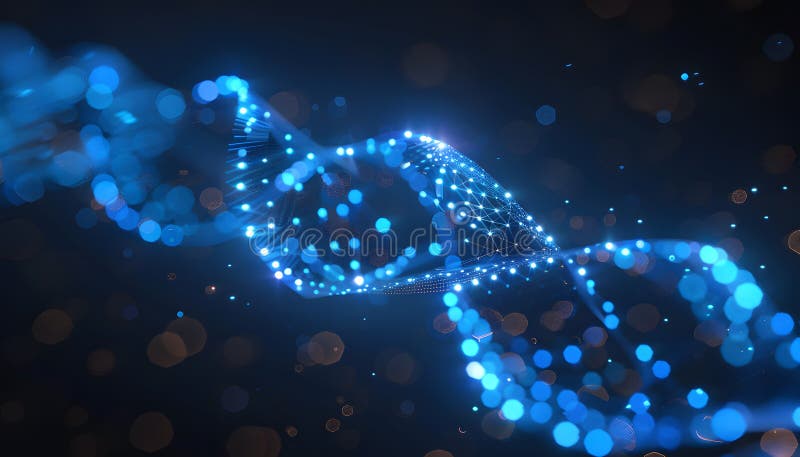 Electric Blue DNA Chain in Space on a Black Background Stock ...