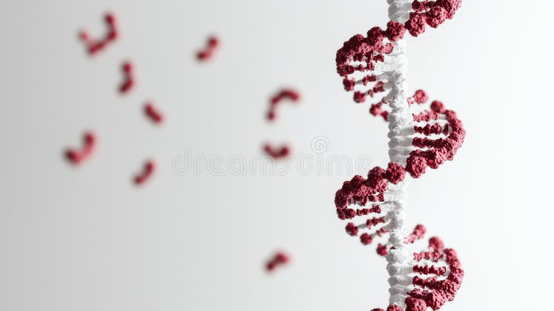 A 3D Rendering of a DNA Double Helix with Red Spheres Attached To it ...