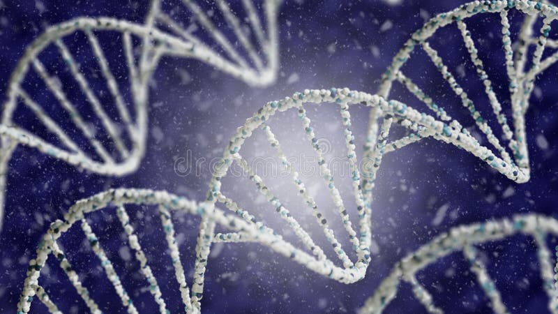 3D Rendering of DNA Double Helix Structures in Blue and White. 3D ...