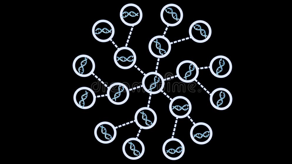 A 3d Rendering of DNA Helix on Interconnected Lines Stock Illustration ...