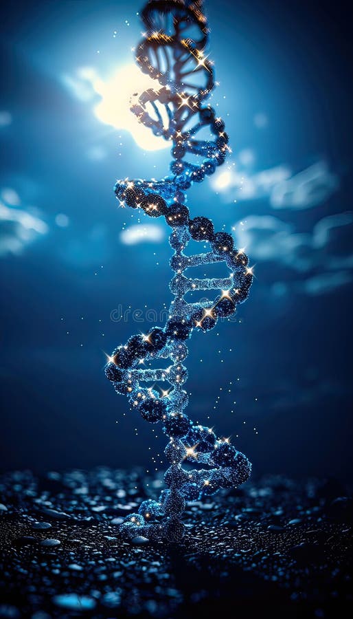 A 3d Rendering of a Dna Molecule Against a Blue Backdrop Stock ...