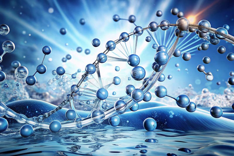 3d Illustration of DNA Molecule Model from Water Stock Illustration ...