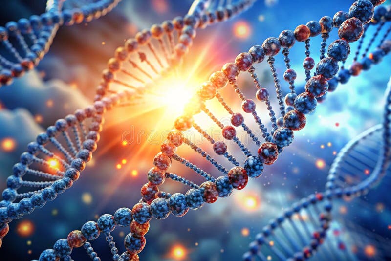 DNA Molecules on the Beautiful Backdrop. 3d Rendering Stock ...
