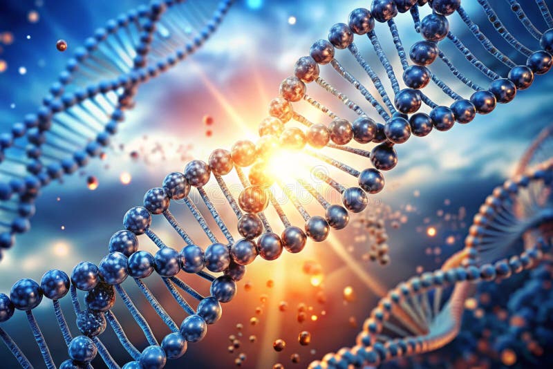 DNA Molecules on the Beautiful Backdrop. 3d Rendering Stock ...