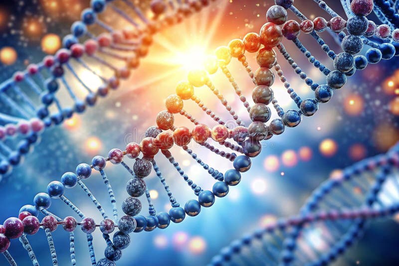 DNA Molecules on the Beautiful Backdrop. 3d Rendering Stock ...