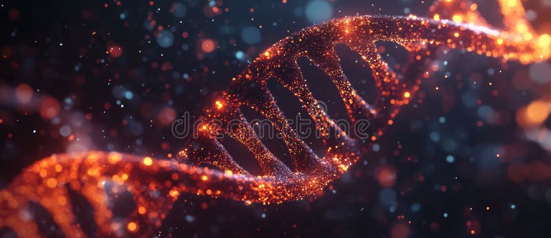 A 3D Rendering of DNA Set Against a Dark Backdrop, Symbolizing Genetics ...
