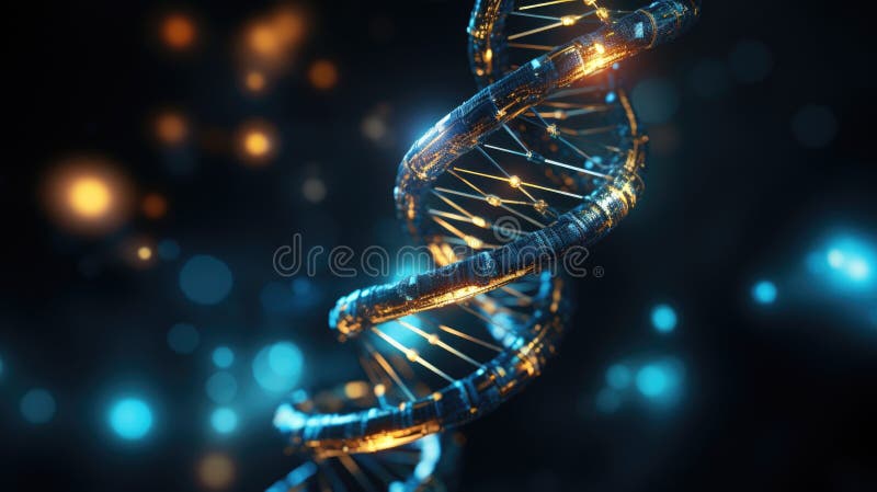 3d Rendering of a Dna Strand on a Dark Background, AI Stock ...