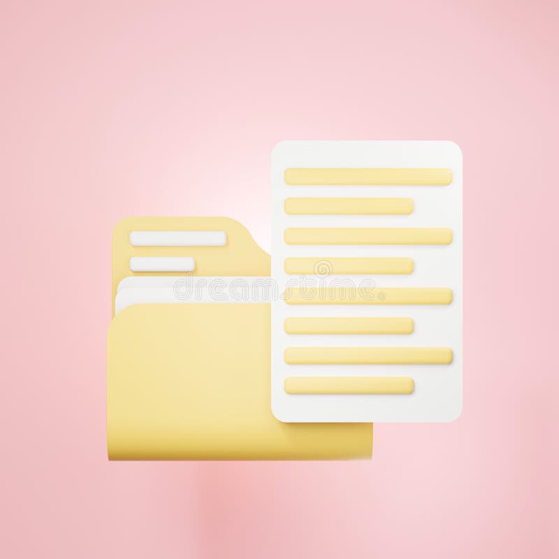 3d Rendering of Document Folder with Paper Icon on Clean Background for ...