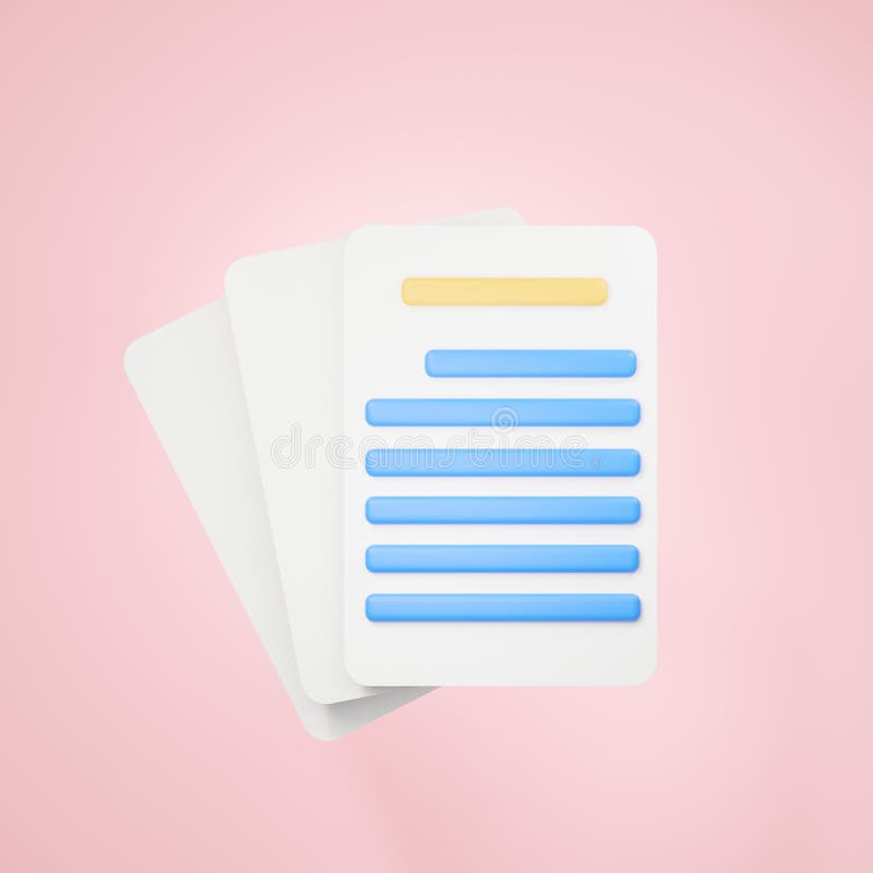 3d Rendering of Document Folder with Paper Icon on Clean Background for ...
