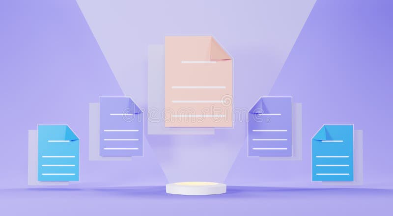 3d Rendering of Document Folder with Paper Icon on Clean Background for ...