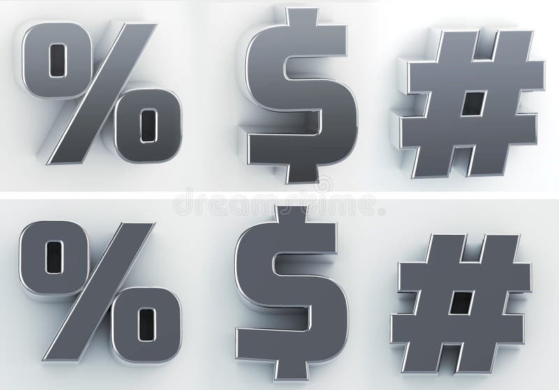 Metal 3d Hashtag Symbol. Metallic Red and White Font Isolated on White ...