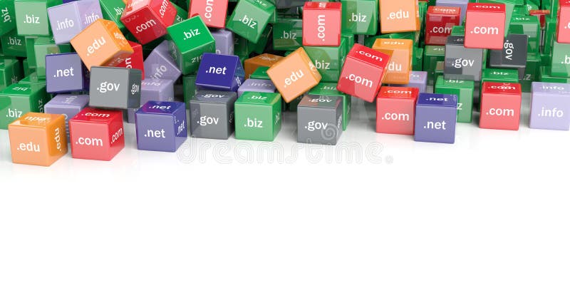 3d Rendering Domain Names Cubes Background Stock Illustration ...