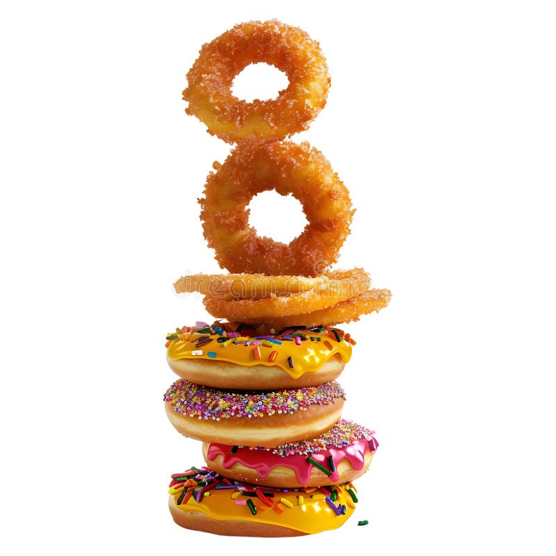3D Rendering of a Donuts and Nuggets Stack on Transparent Background ...