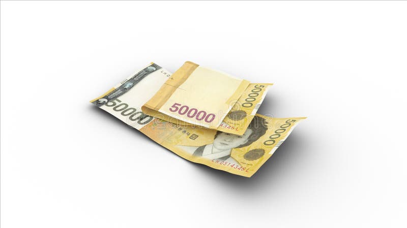 3D Rendering of Double 50000 Korean Won Notes Stock Photo ...