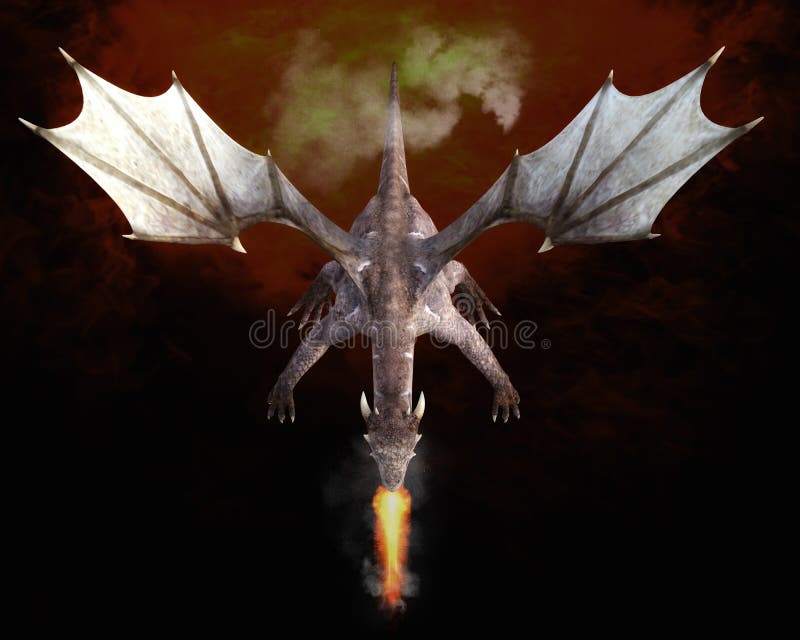 Fire Breathing Dragon Portrait Stock Illustration - Illustration of ...