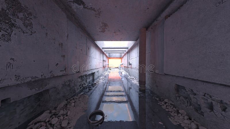 3D Rendering of the Drainage Channel Stock Illustration - Illustration ...