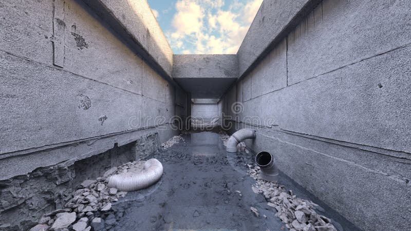 3D Rendering of the Drainage Channel Stock Illustration - Illustration ...