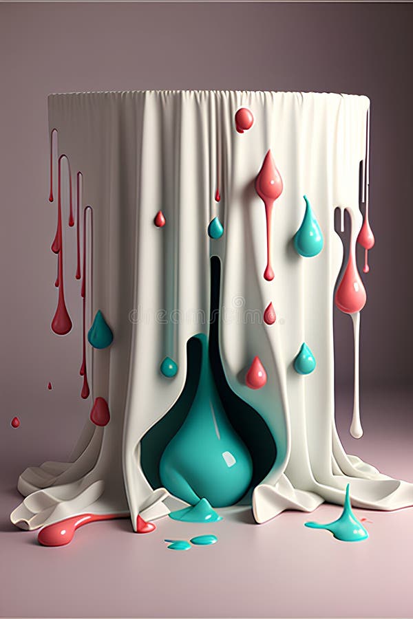 3d Rendering of a Drop of Paint Dripping Down a Curtain. Stock ...