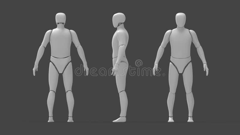 3D Rendering of a Dummy Robot Man Person Model Blank Template Isolated ...