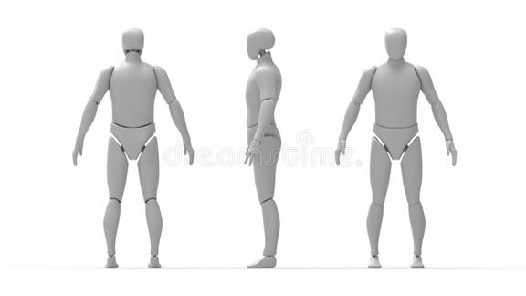 3D Rendering of a Dummy Robot Man Person Model Blank Template Isolated ...