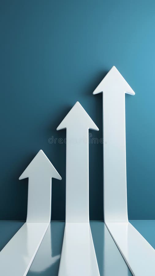 3D Rendering of Dynamic Arrows on Blue Gradient Background Symbolizing ...