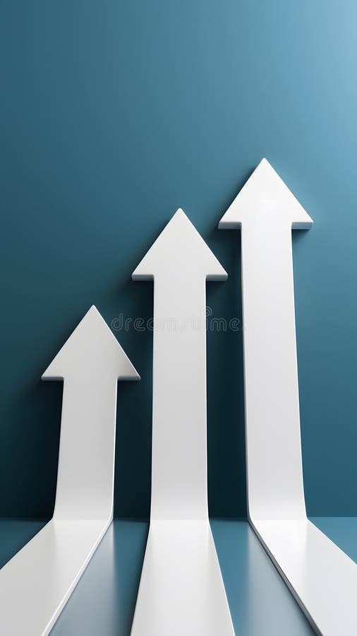 3D Rendering of Dynamic Arrows on Blue Gradient Background Symbolizing ...