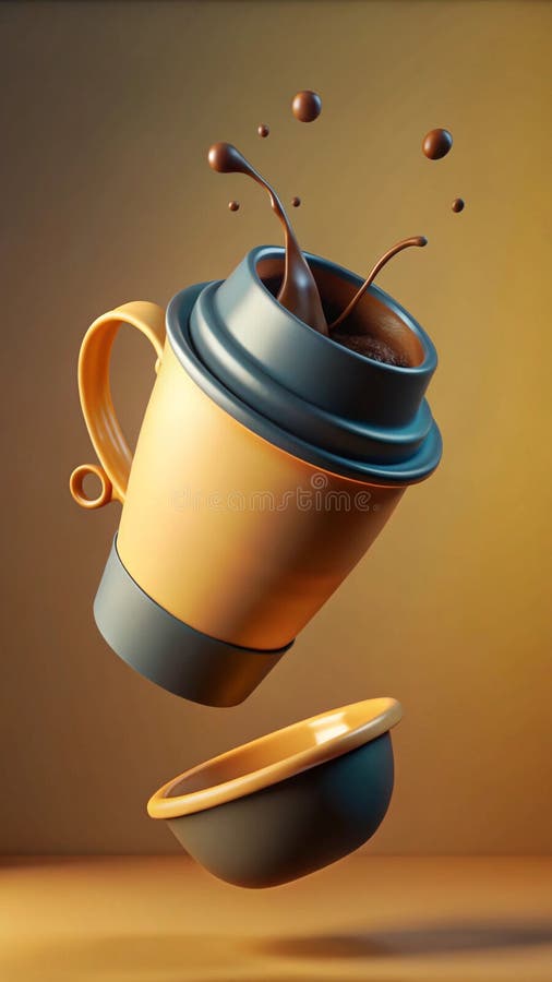 3d Rendering of Dynamic Coffee. Generative AI Stock Illustration ...