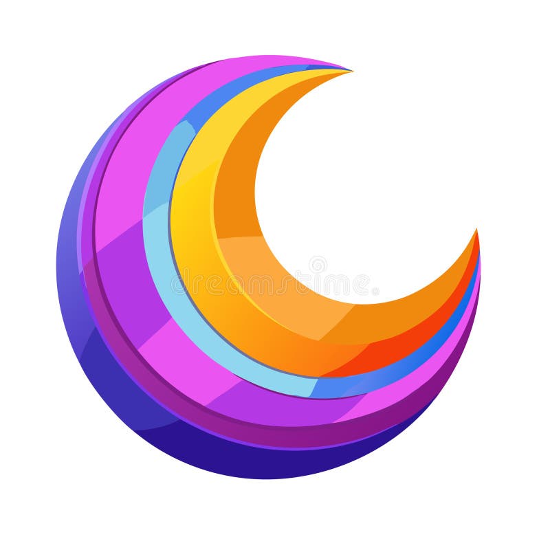 3d Rendering of Dynamic Colorful Moon Vector Stock Illustration ...