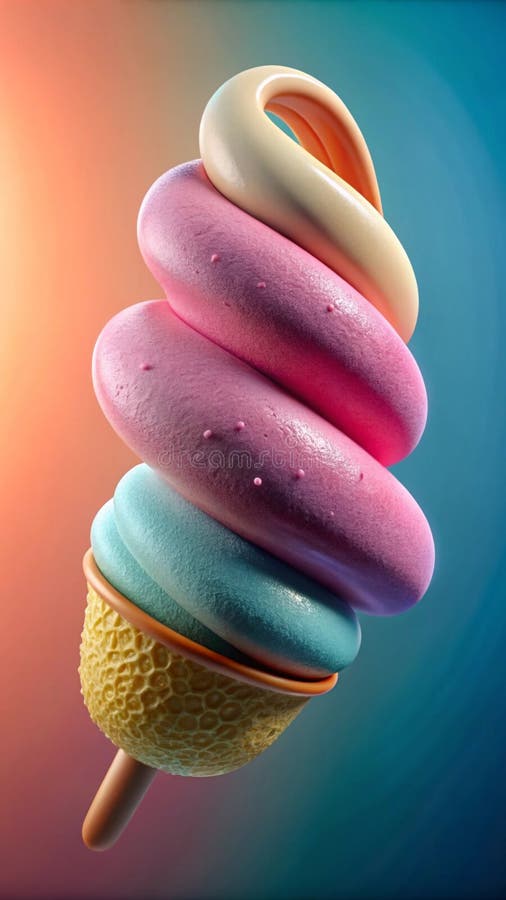 3d Rendering of Dynamic Ice Cream. Generative AI Stock Illustration ...