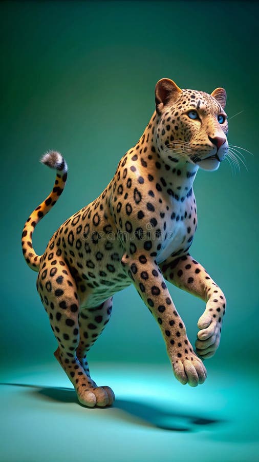 3d Rendering of Dynamic Leopard . Generative AI Stock Illustration ...