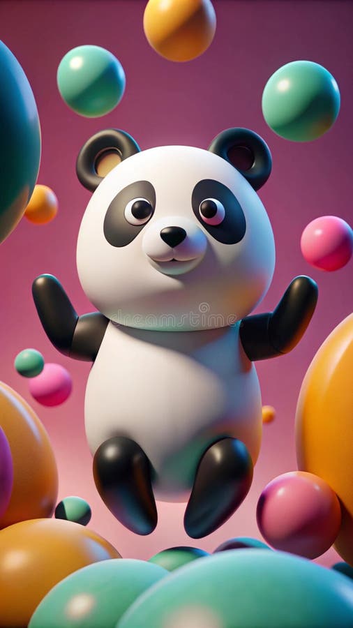3d Rendering of Dynamic Panda. Generative AI Stock Illustration ...