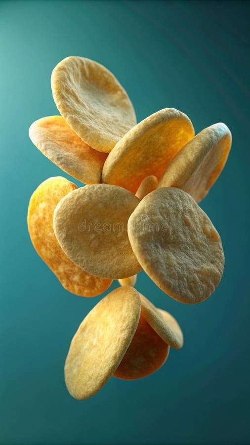 3d Rendering of Dynamic Potato Chips. Generative AI Stock Illustration ...