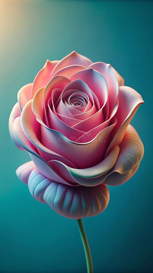 3d Rendering of Dynamic Rose Flower. Generative AI Stock Illustration ...
