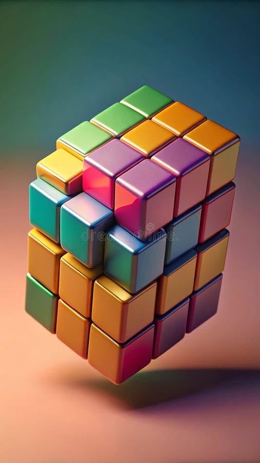 3d Rendering of Dynamic Rubiks Cube. Generative AI Stock Illustration ...