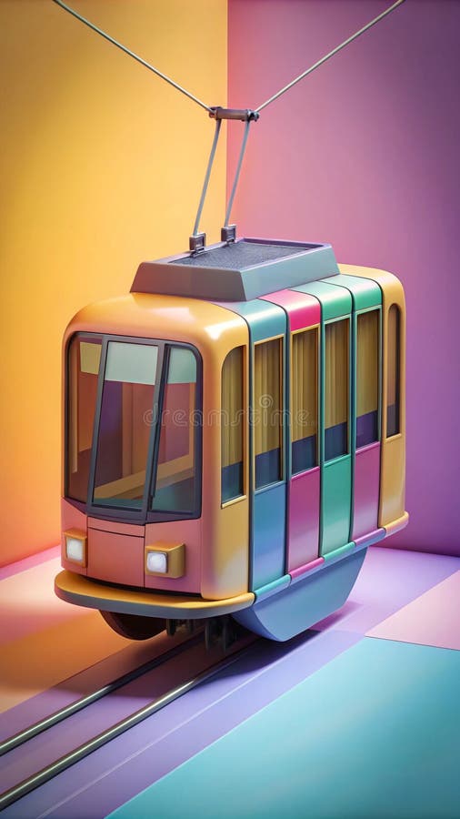 3d Rendering of Dynamic Tram. Generative AI Stock Illustration ...