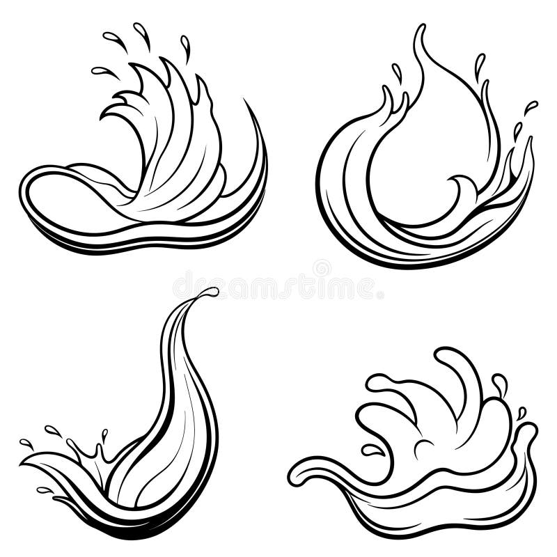 3d Rendering of Dynamic Water Silhouette Line Art Stock Vector ...