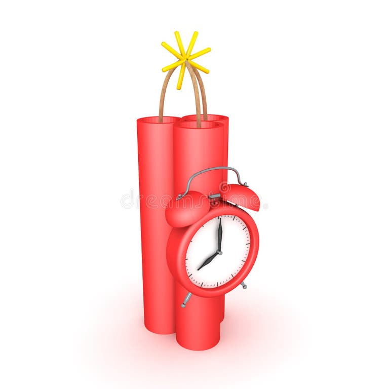3D Rendering of Dynamite with Clock Strapped To it Stock Illustration ...