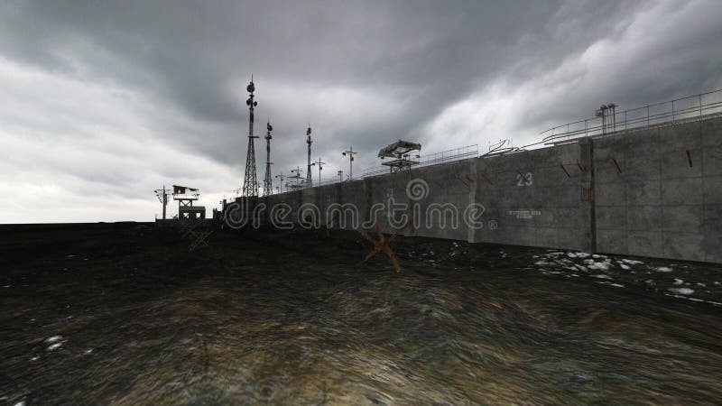 3d-illustration of a Dystopian Post-apocaliptic Zombie Wall Stock ...