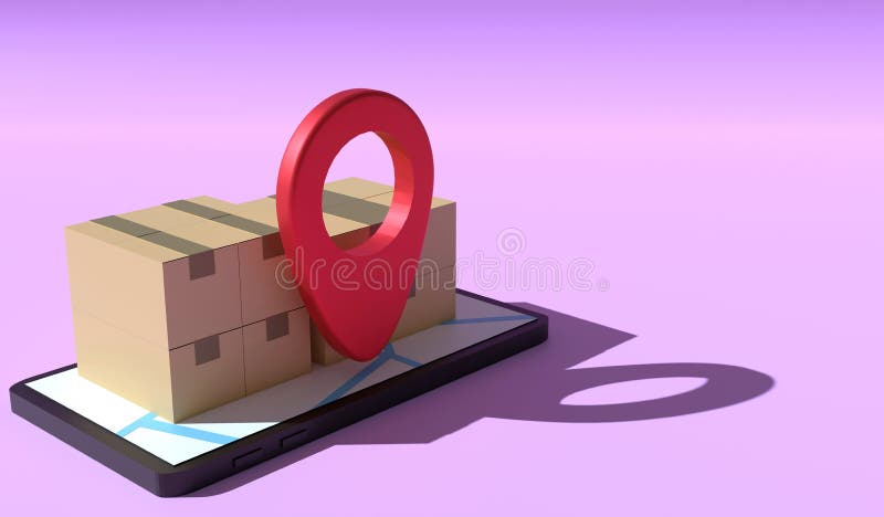 3D Rendering E-commerce Online Mobile Service with Product Distribution ...