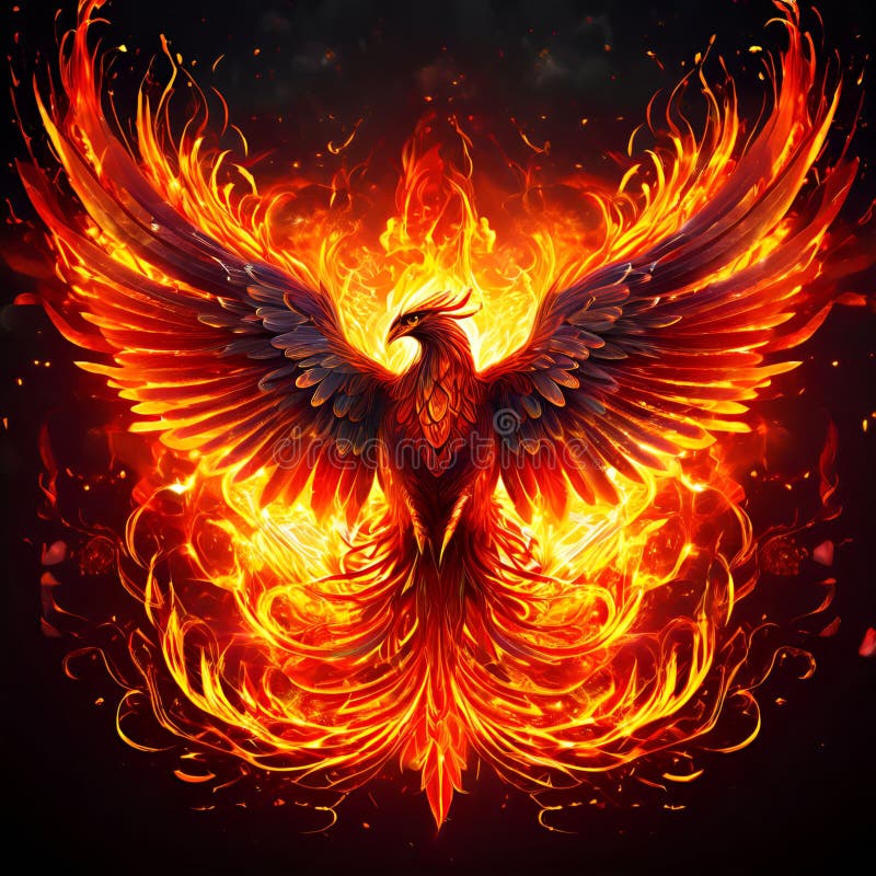 3d Rendering of an Eagle in Fire and Flames Stock Illustration ...