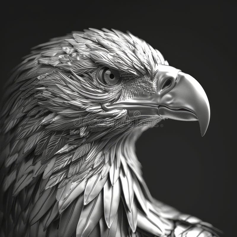 3D Rendering of an Eagle S Head, Showcasing the Intricate Texture and ...