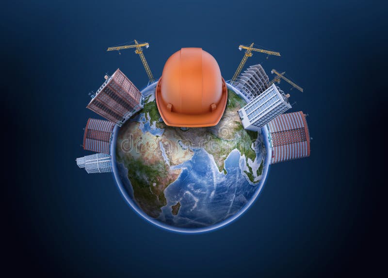 3d Rendering of Earth Globe with High Apartment Buildings Constructed ...