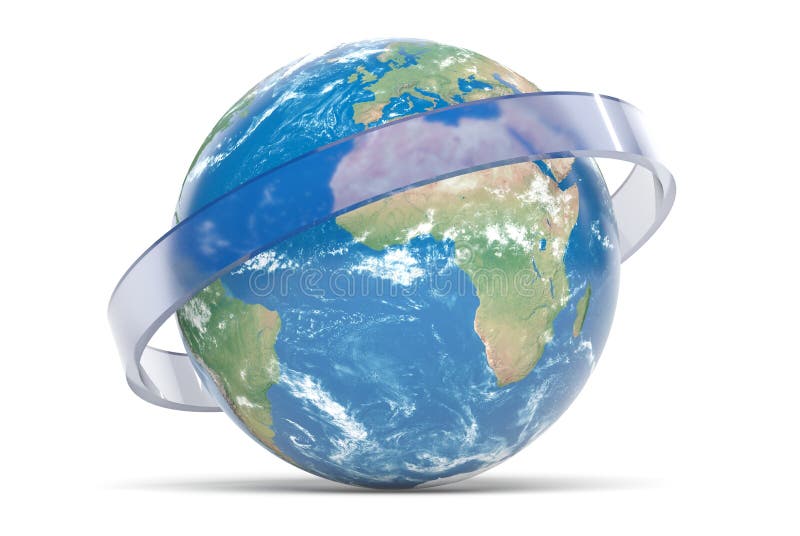 3D Rendering Earth with Ring Stock Illustration - Illustration of ...